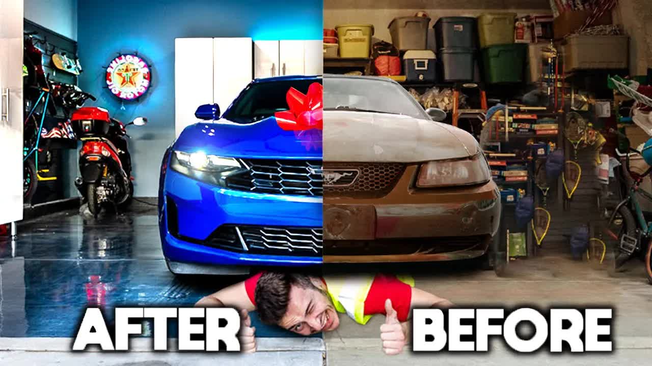 frenchiefries: dad's dream garage! epic car & home renovation surprise