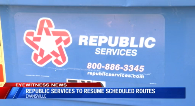 Evansville Republic Services trash pickup back on schedule