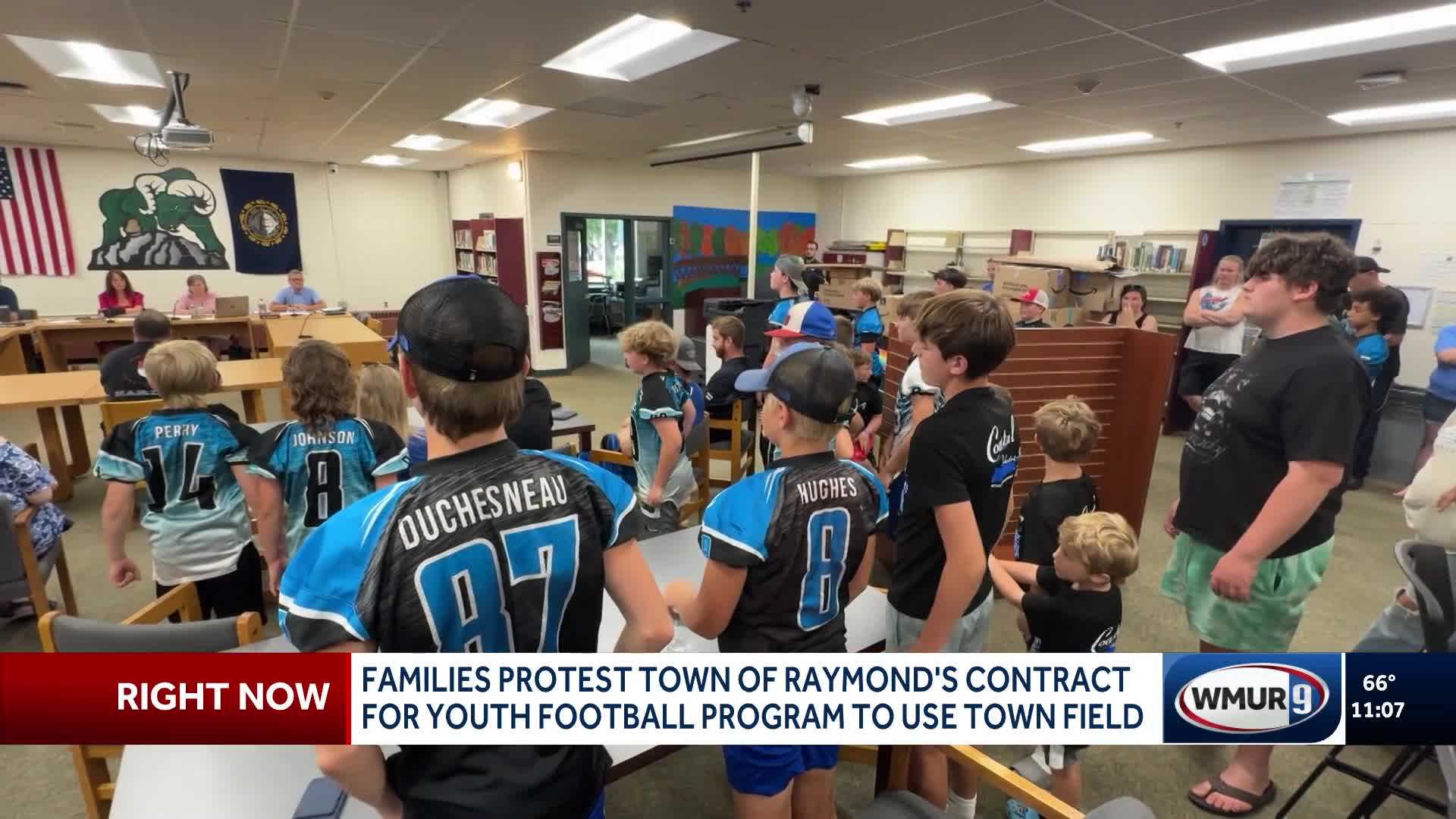 Families protest town of Raymond's proposed contract for youth football ...
