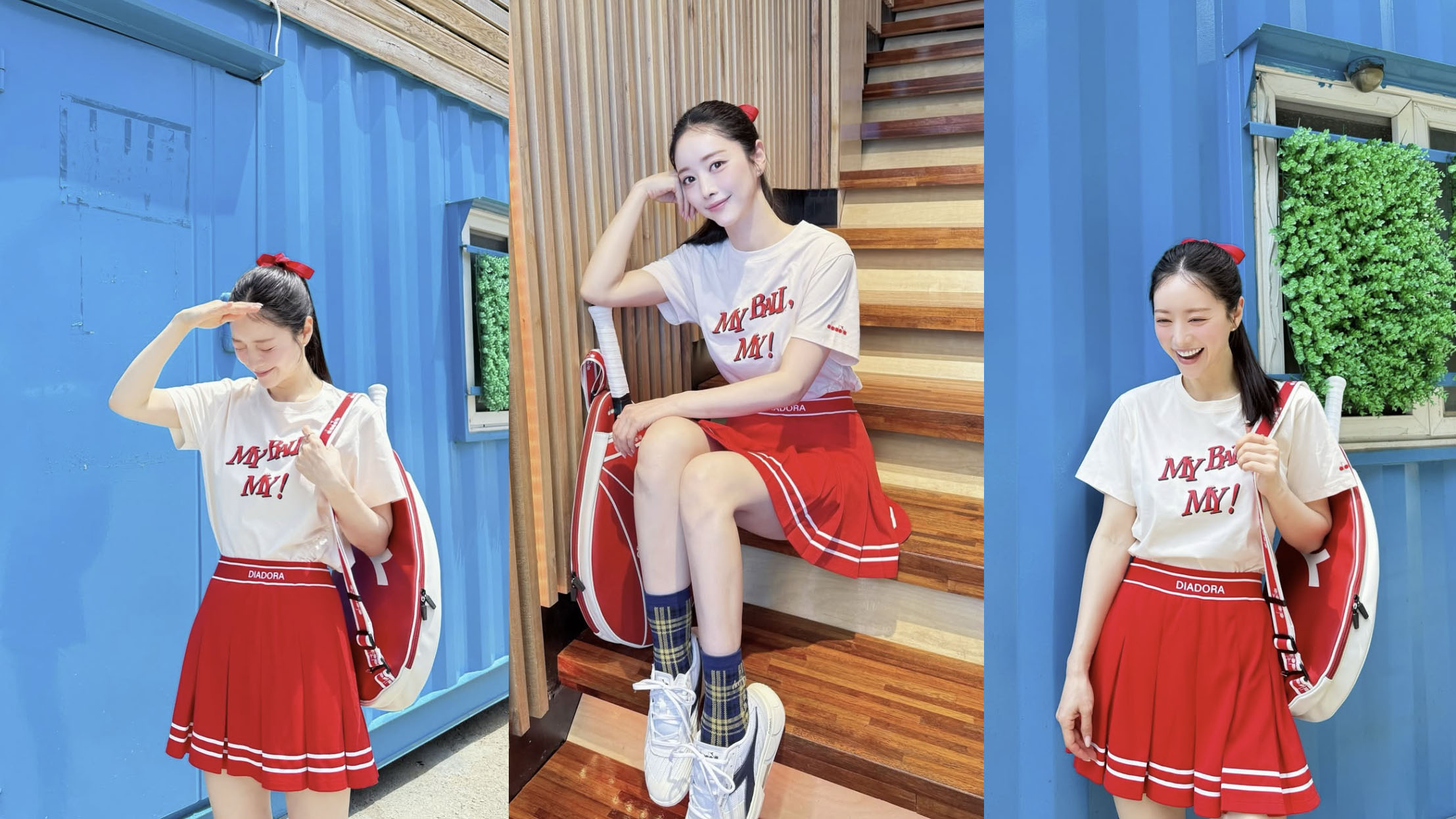 홍수아(39세), 레드 포인트 테니스룩으로 시선 강탈