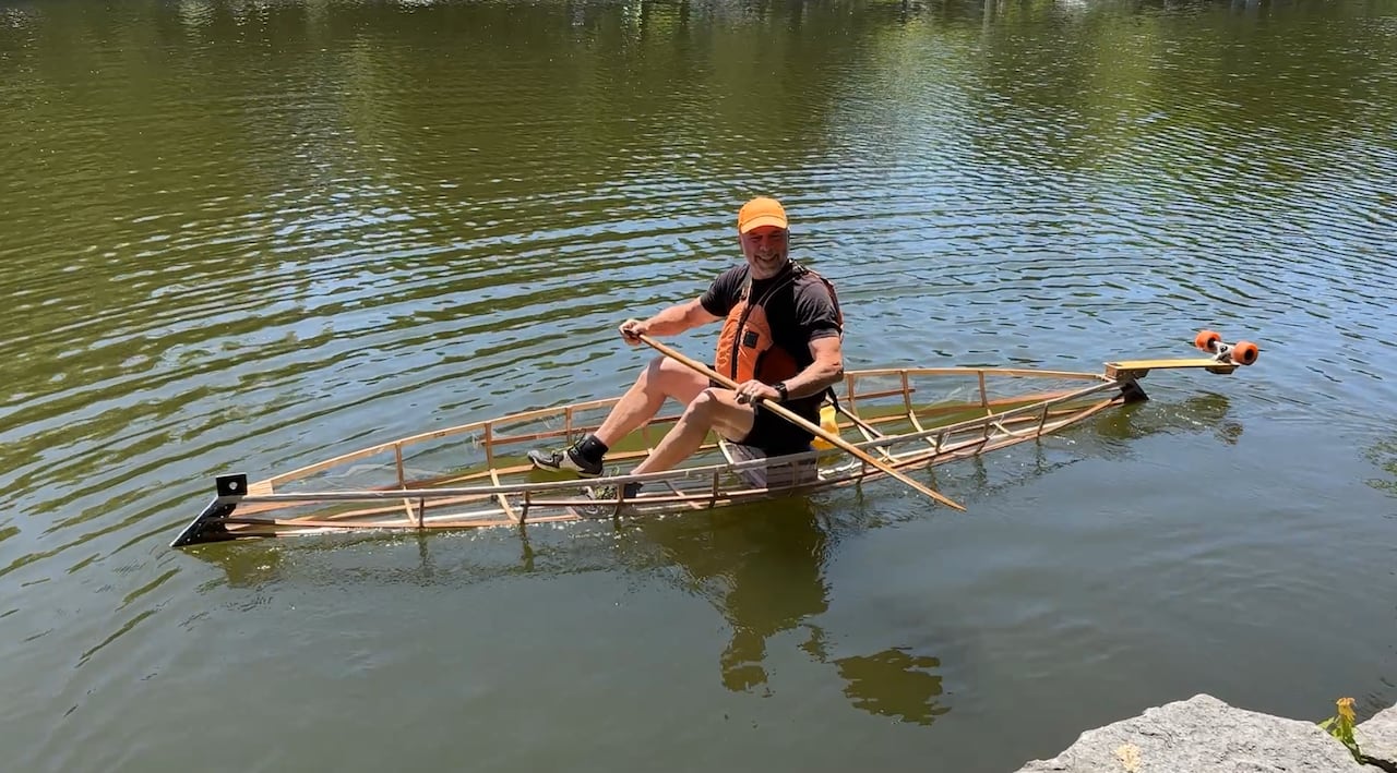Waterloo man unveils homemade lightweight canoe