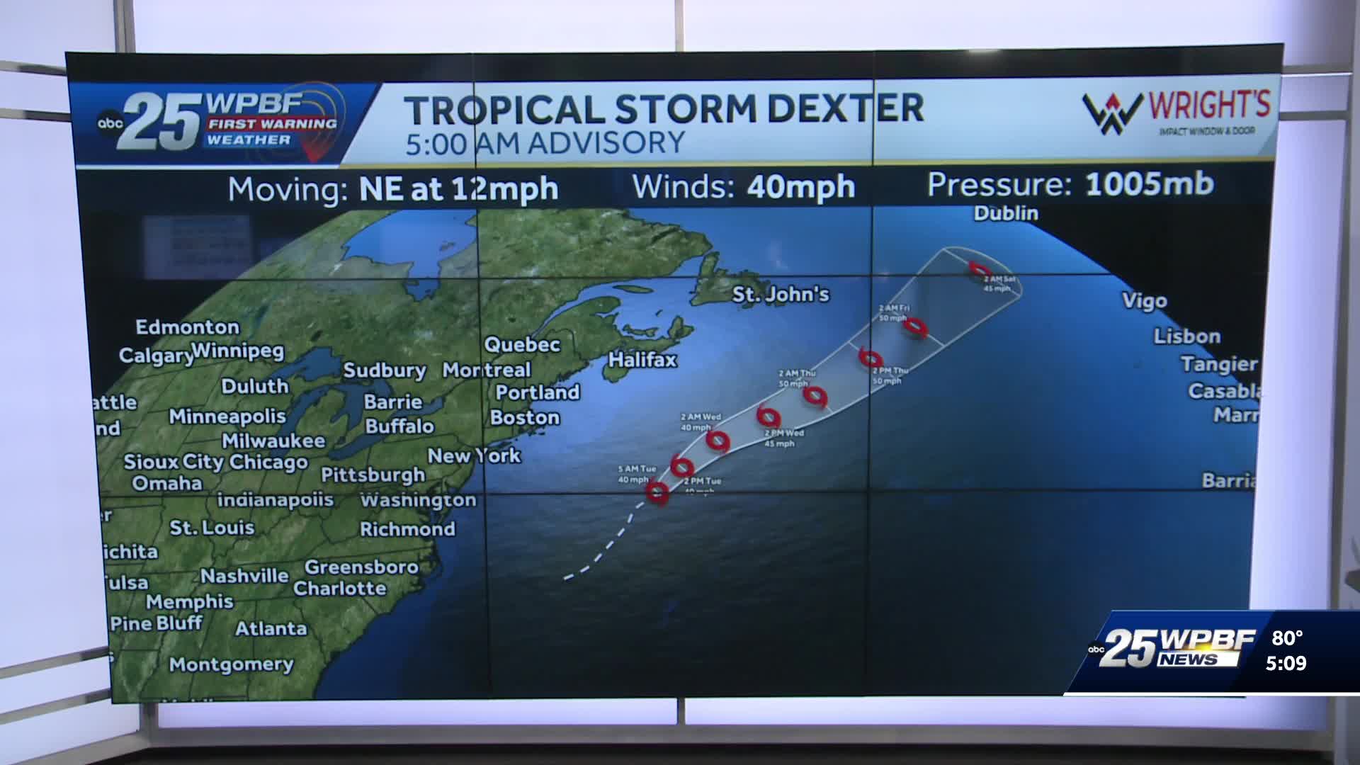 August 5th 5 a.m. Tropical Storm Dexter Update