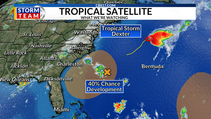 Tropical Storm Dexter moves away from NC, New area being watched off ...