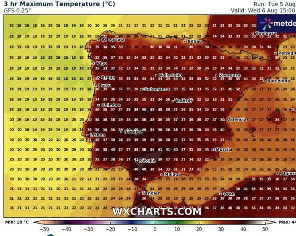 Spain weather maps turn volcanic red as 41C scorcher to hit in hours ...