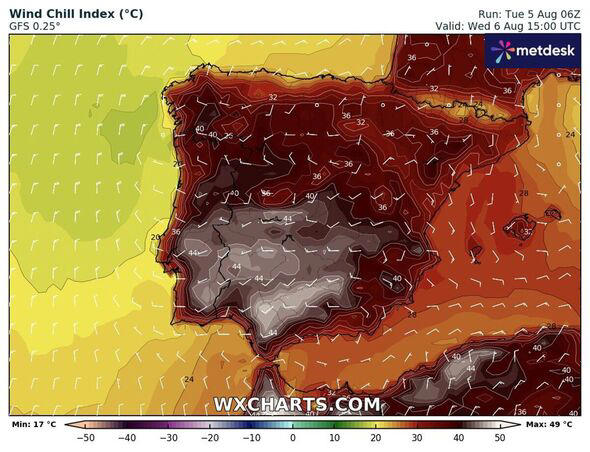 Spain weather maps turn volcanic red as 41C scorcher to hit in hours ...