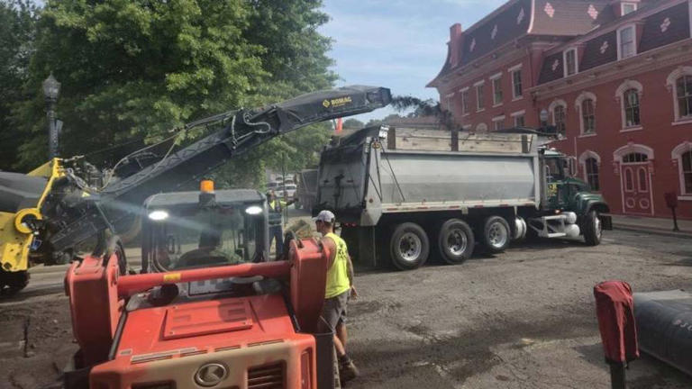 $74,000 downtown repavement project underway in Lisbon