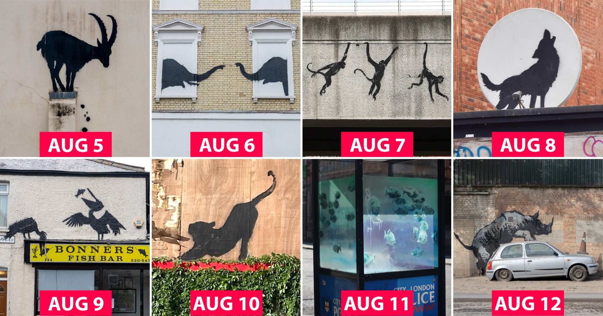 Nine new Banksy works spark mystery across London