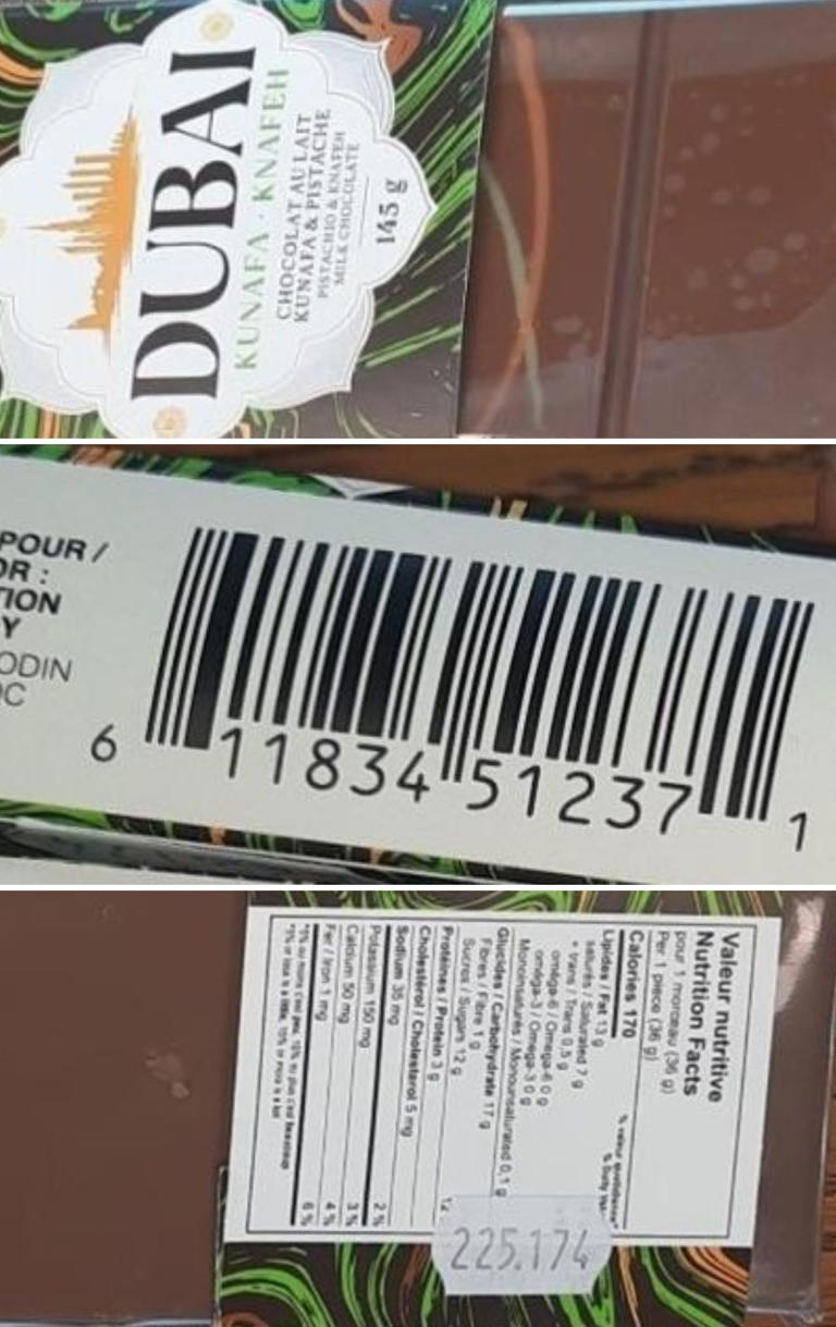Présence de salmonelle : Rappel important de ce chocolat Dubaï vendu au Québec