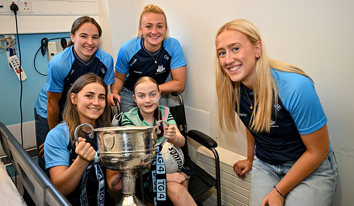 PICS: Ladies All-Ireland winners Dublin visit Crumlin Children's Hospital