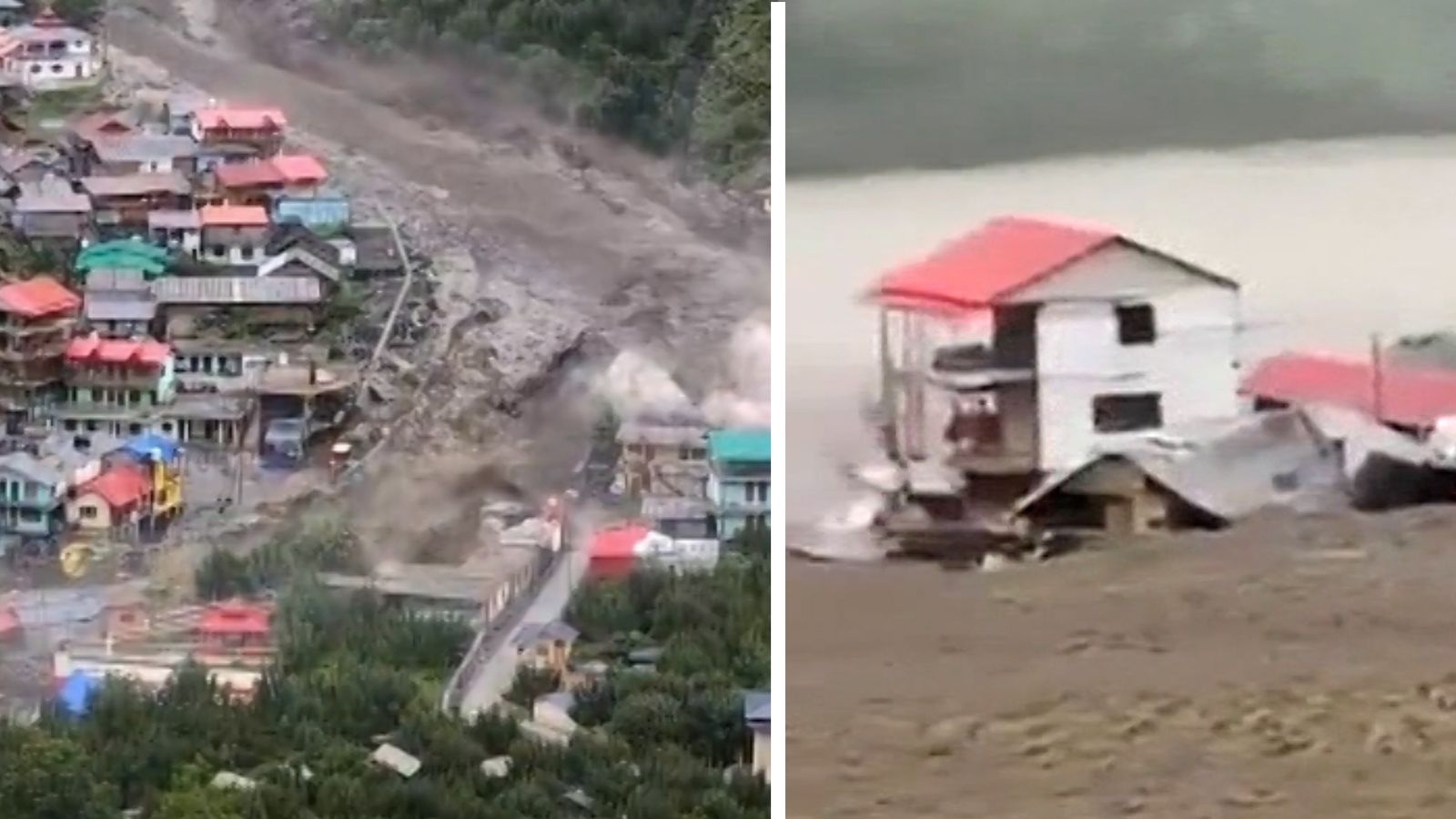 Moment flash flood crashes through Indian village
