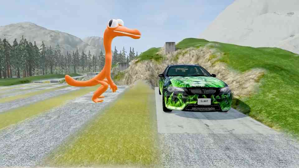 Big & Small Rainbow Friend Cars Jumping on Broken Bridge with Big ...
