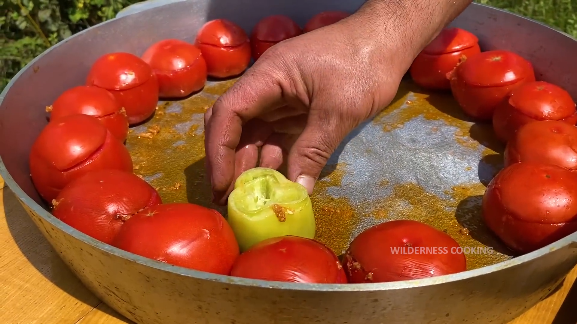 Three sisters dolma recipe (stuffed tomato, pepper & eggplant)