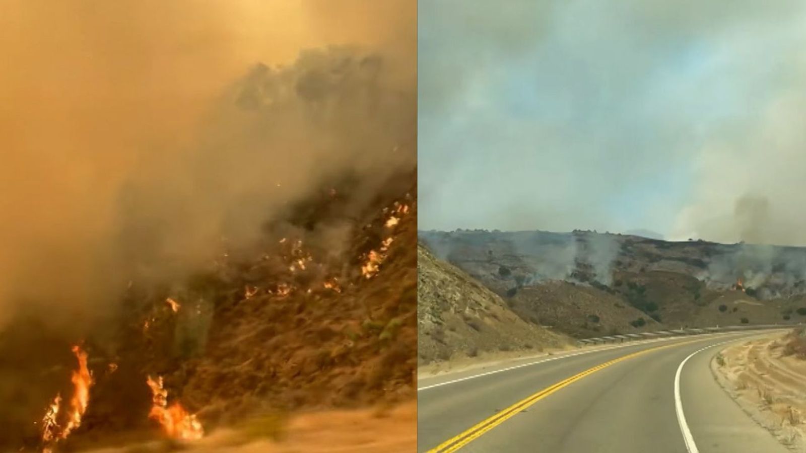 Frightening drive through California wildfire