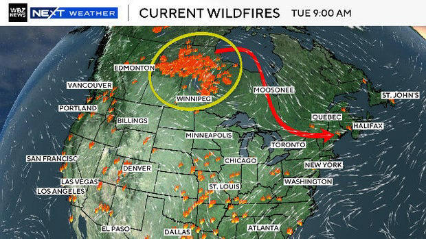 Wildfire smoke maps show improving air quality forecast for eastern ...