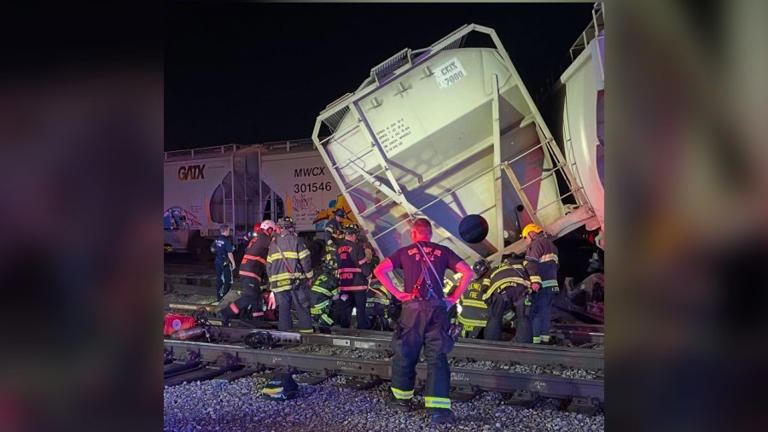 Rail worker severely injured after train derails in Denver