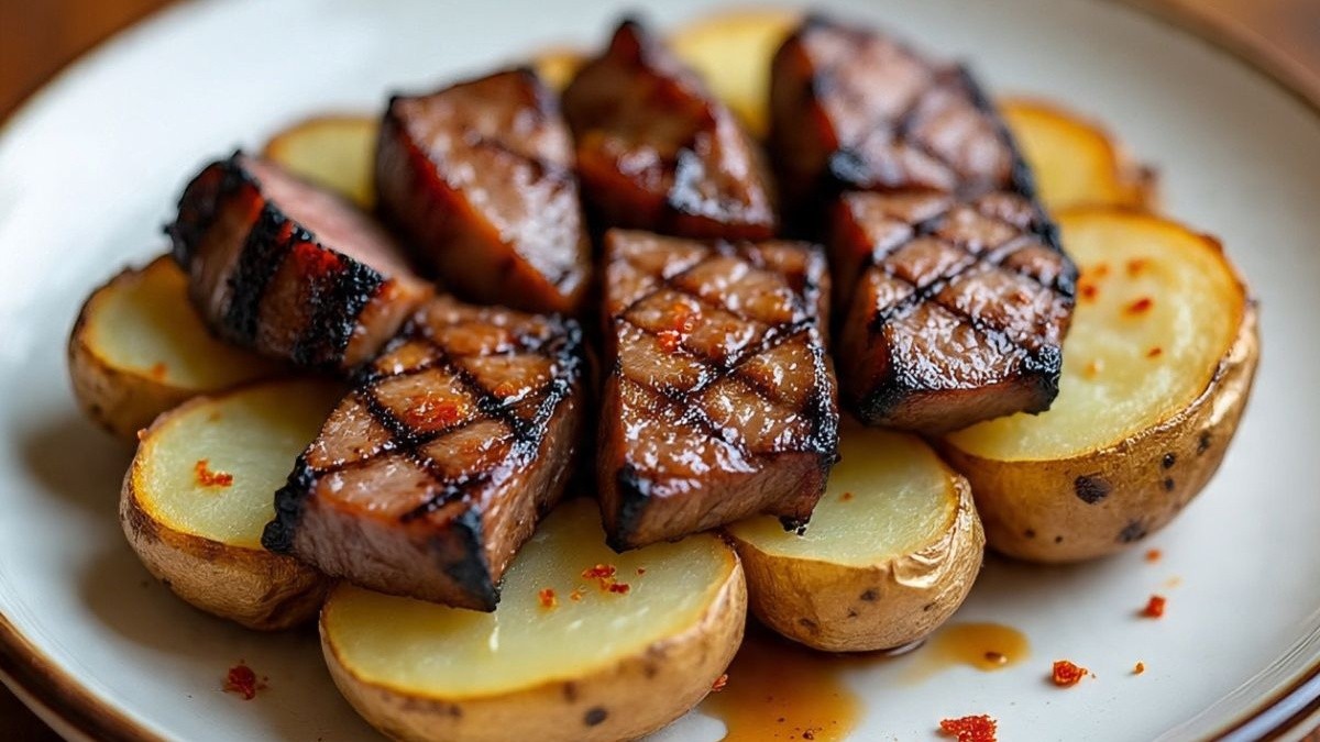 Receta de papa con carne asada en 7 pasos: fácil, rápida y deliciosa