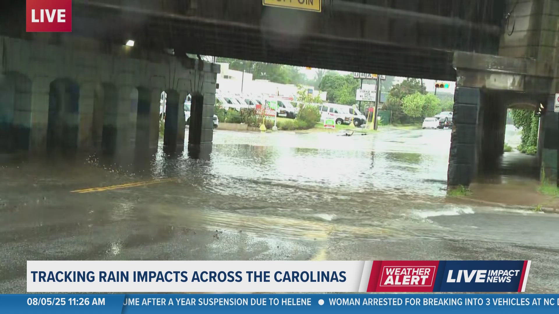 North Tryon blocked off due to partial street flooding