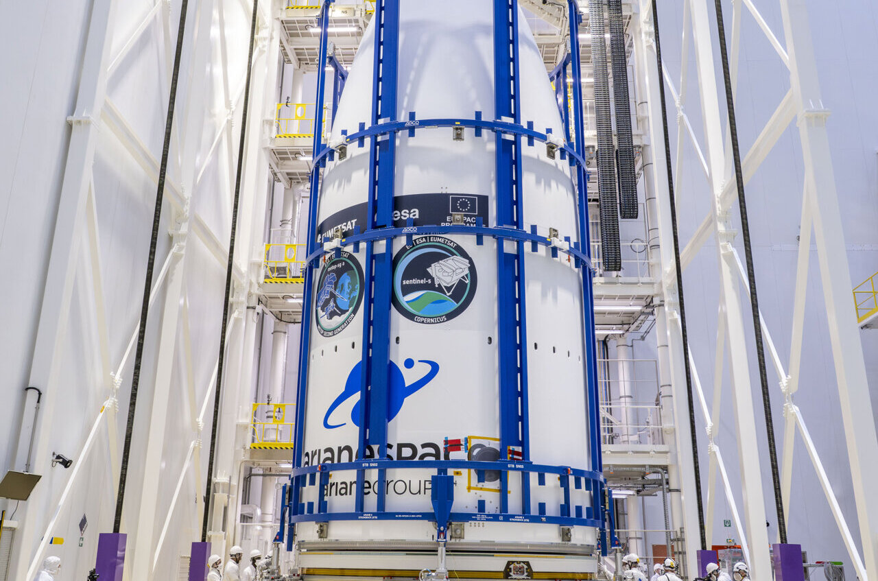 First MetOp-SG satellite sealed within Ariane 6 fairing