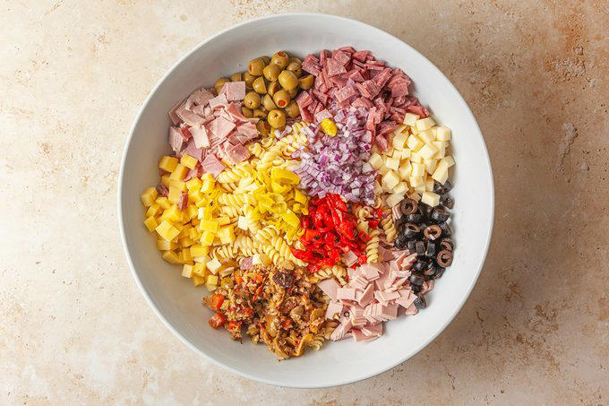 Muffuletta pasta salad