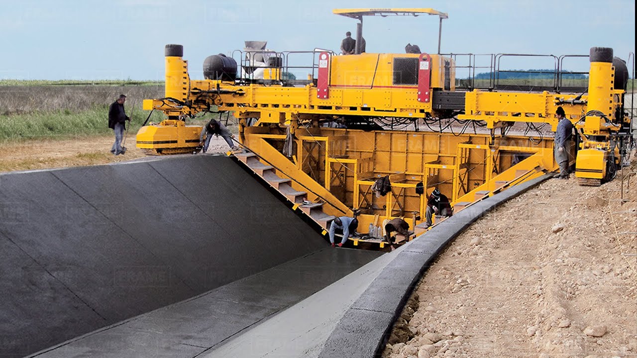 Construction of a large canal using advanced machinery valued at millions