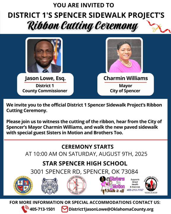 Commissioner Jason Lowe hosts Spencer Sidewalk Project ribbon-cutting