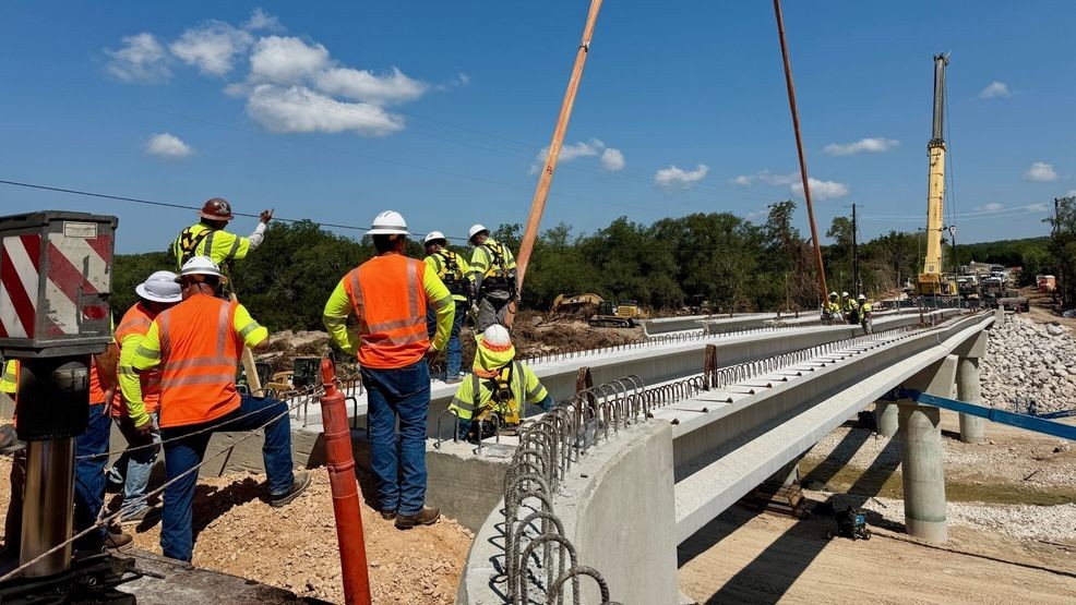 Replacement bridge over Cow Creek in NW Travis County now 50% done