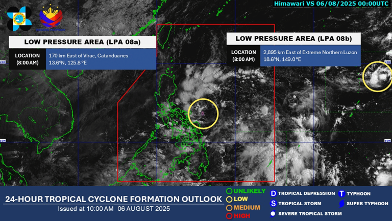 New LPA spotted outside PAR not expected to intensify in 24 hours