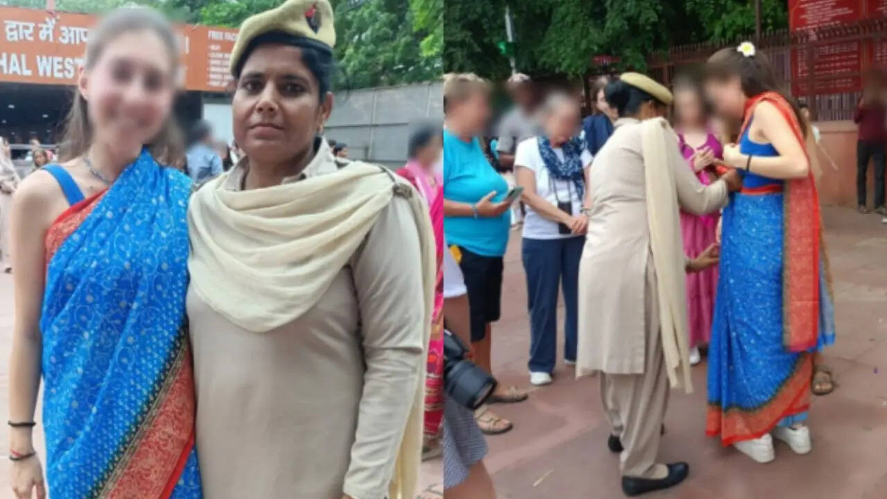 'Atithi Devo Bhava' In Action: Agra Cop Helps Italian Tourists Drape ...