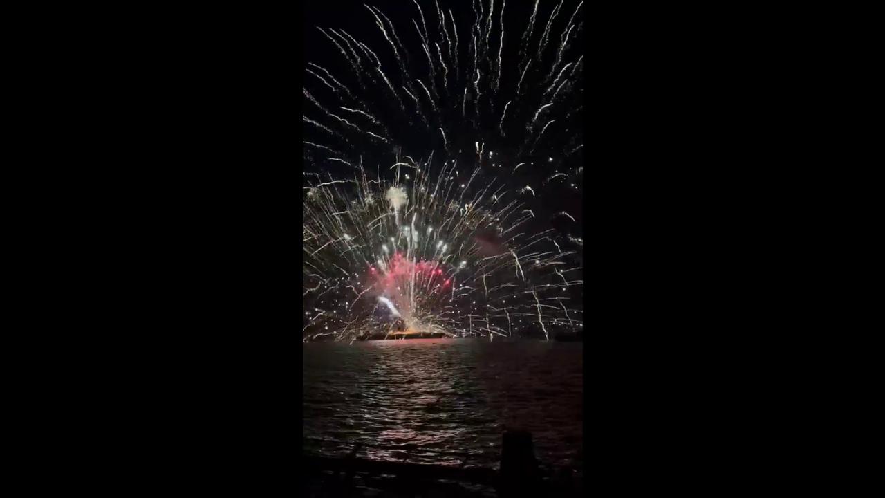 Fireworks barge catches fire during display in Japan