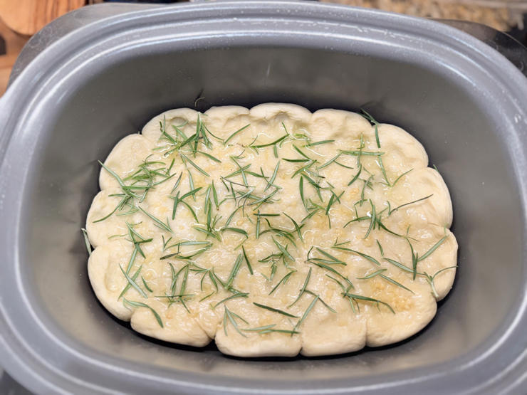Easy Slow Cooker Focaccia Bread with Frozen Dinner Rolls