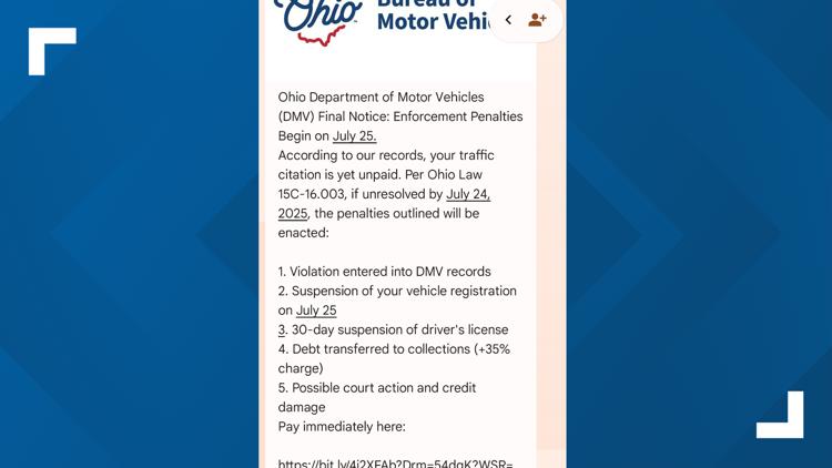 Ohio BMV warns residents about resurfacing text scam targeting drivers