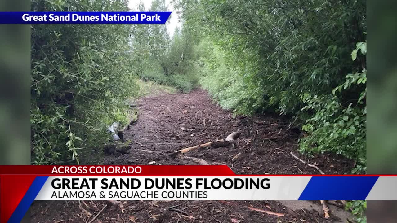 Heavy rains cause flooding, road damage near Sand Dunes