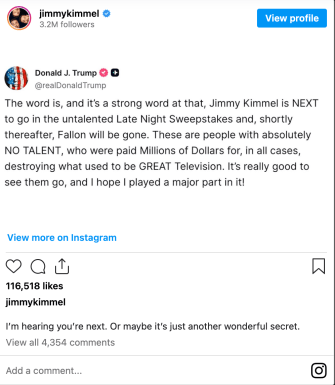 Trump Targets Late Night Hosts, but Jimmy Kimmel and Stephen Colbert ...