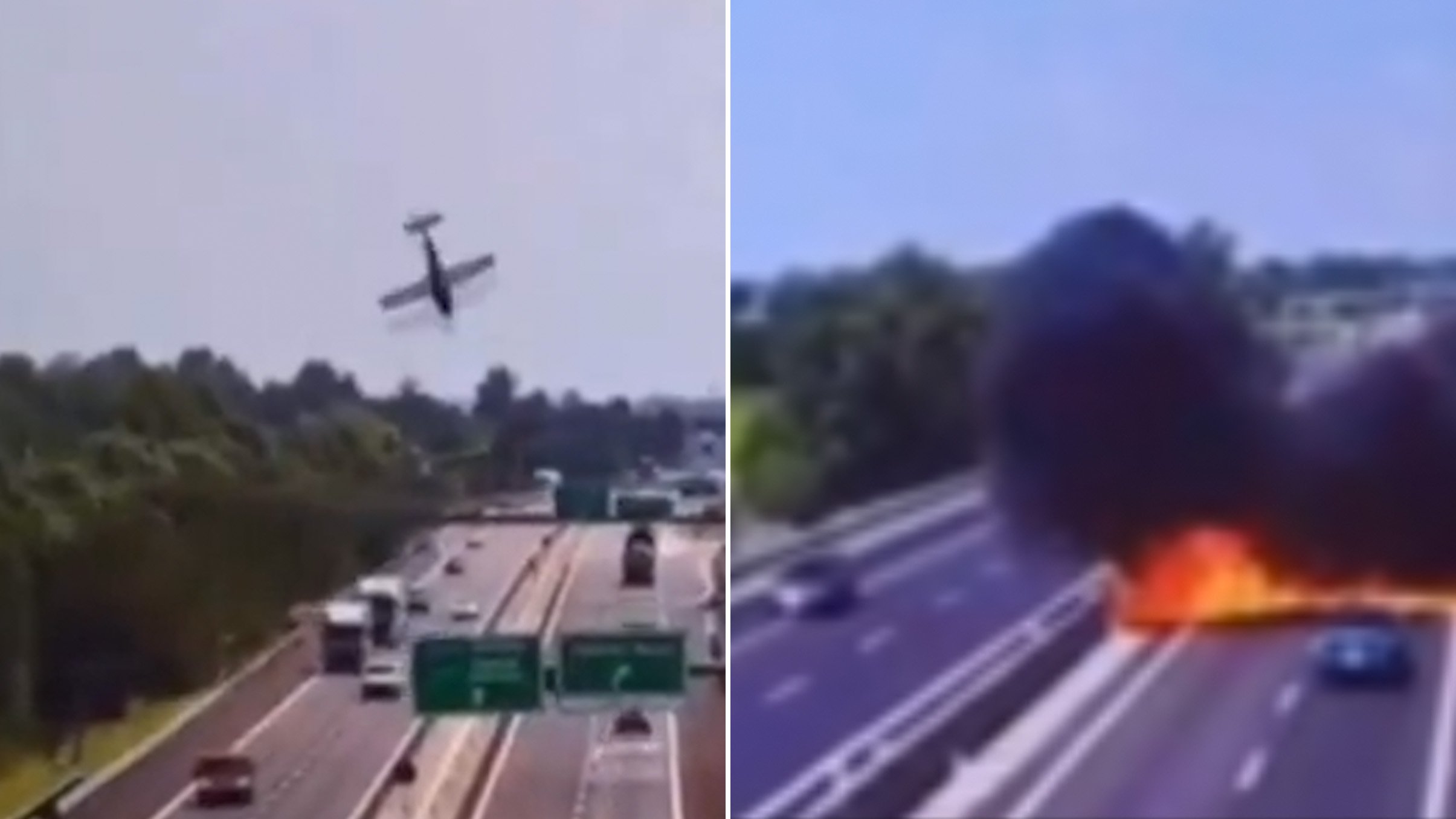 Plane crash fireball kills two on Italian motorway