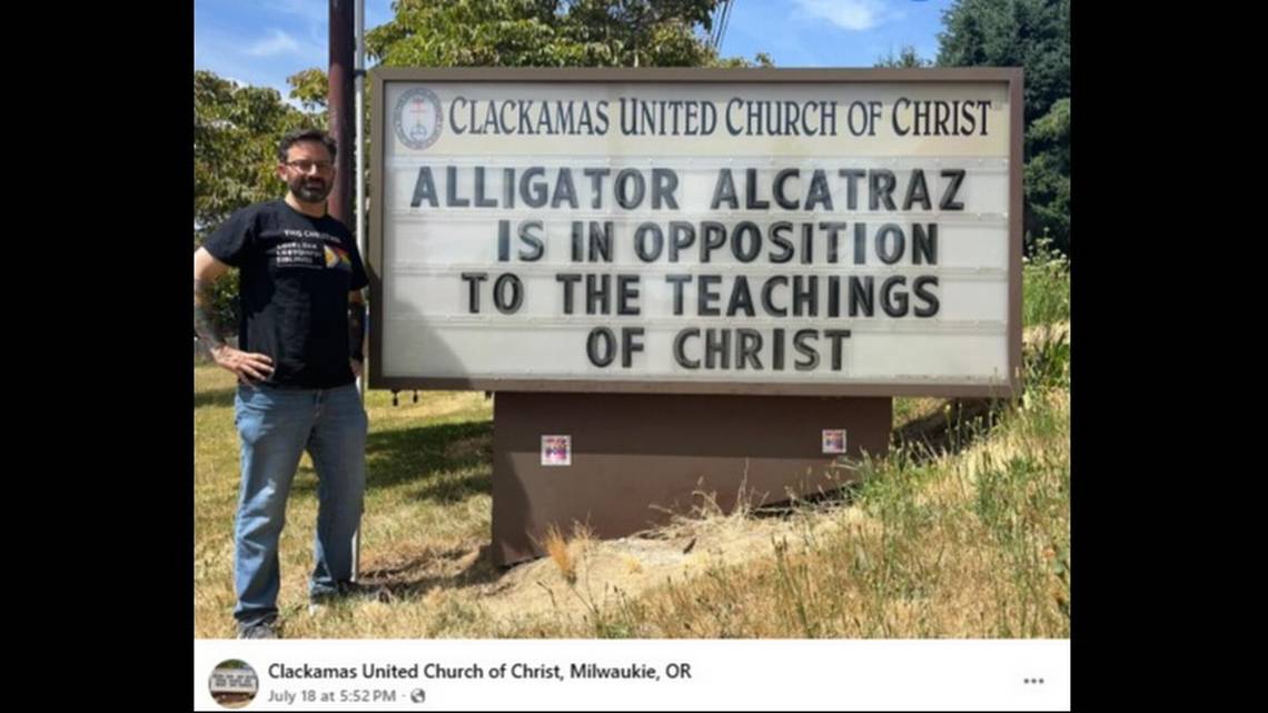 ‘Provocative' sign at Oregon church opposes Alligator Alcatraz. It goes ...