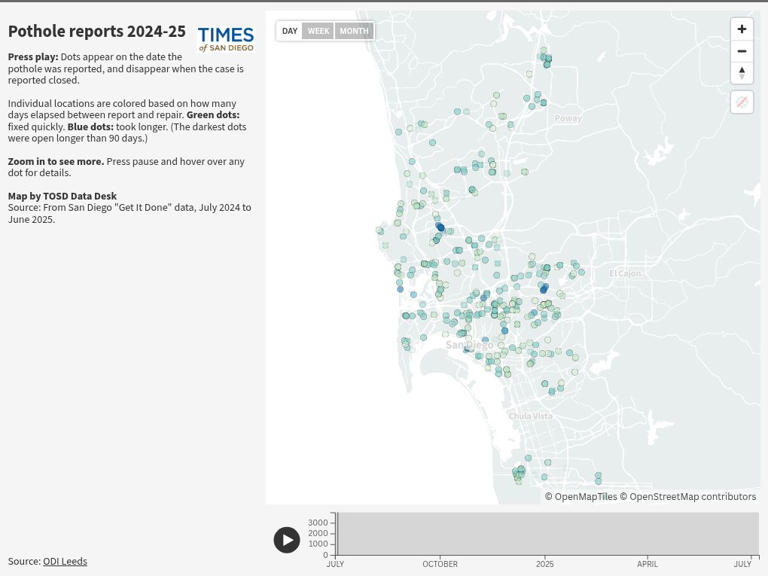 Downtown San Diego potholes: See how long it takes to fix them