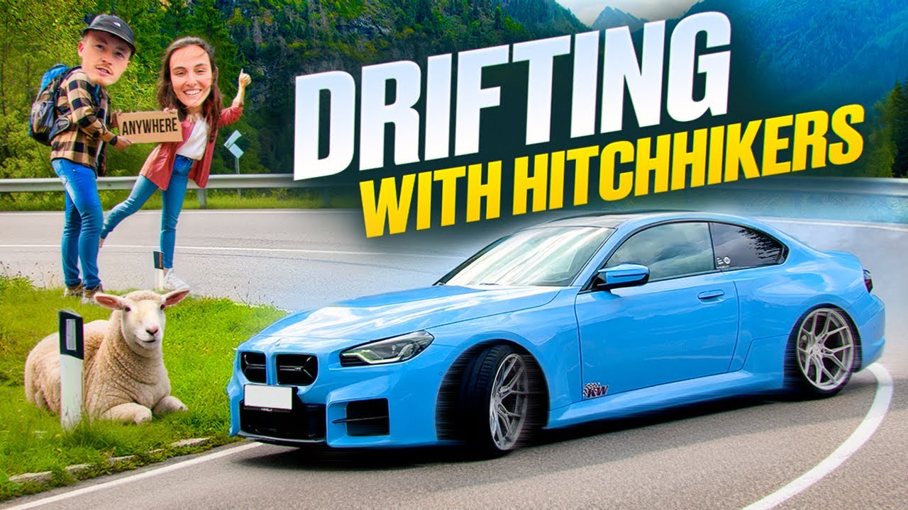 Bmw M2 G87 mountain drifting with passengers on scenic road