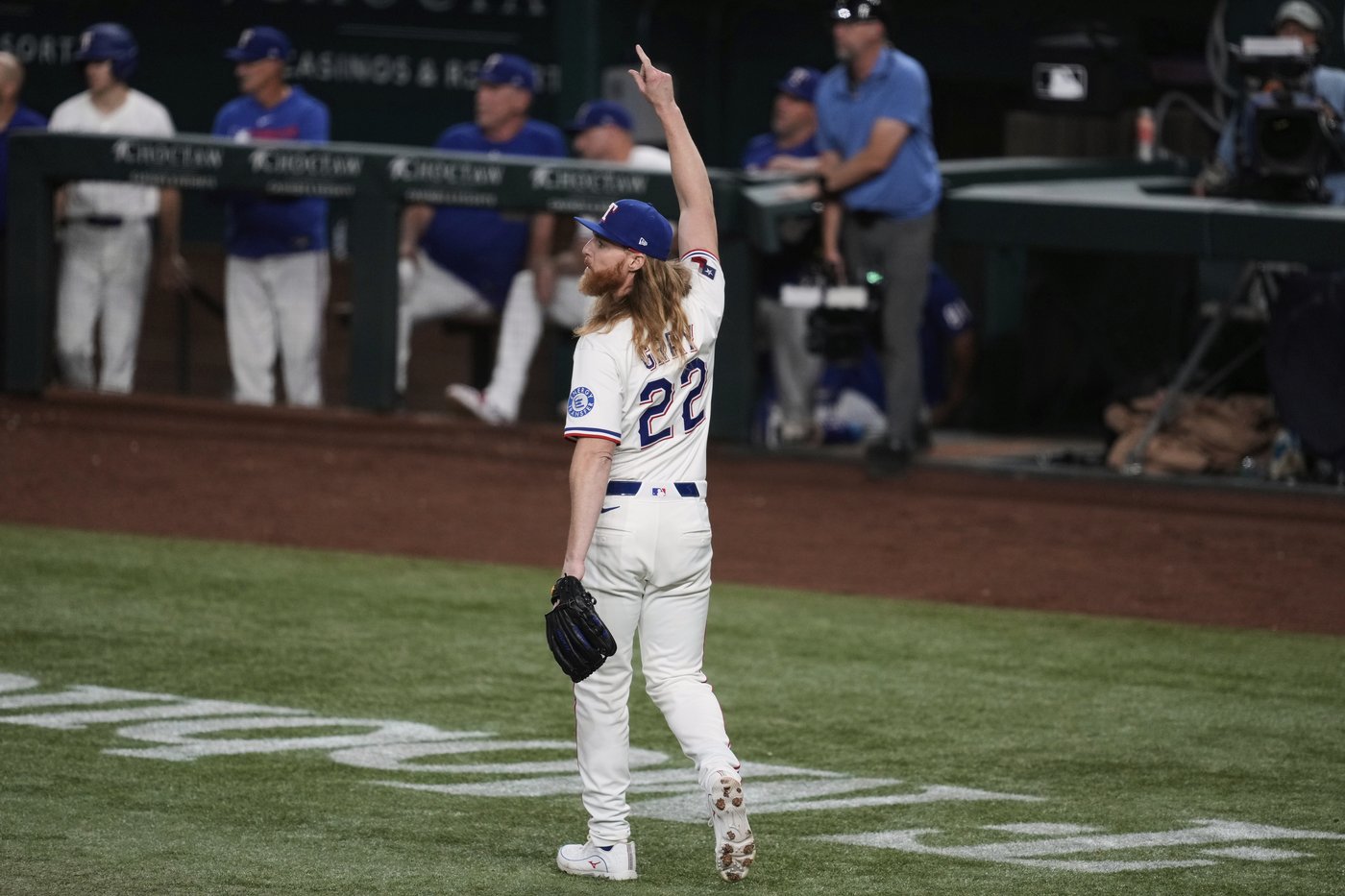 Rangers' Jon Gray wins in return from fractured forearm, throwing 2 ...