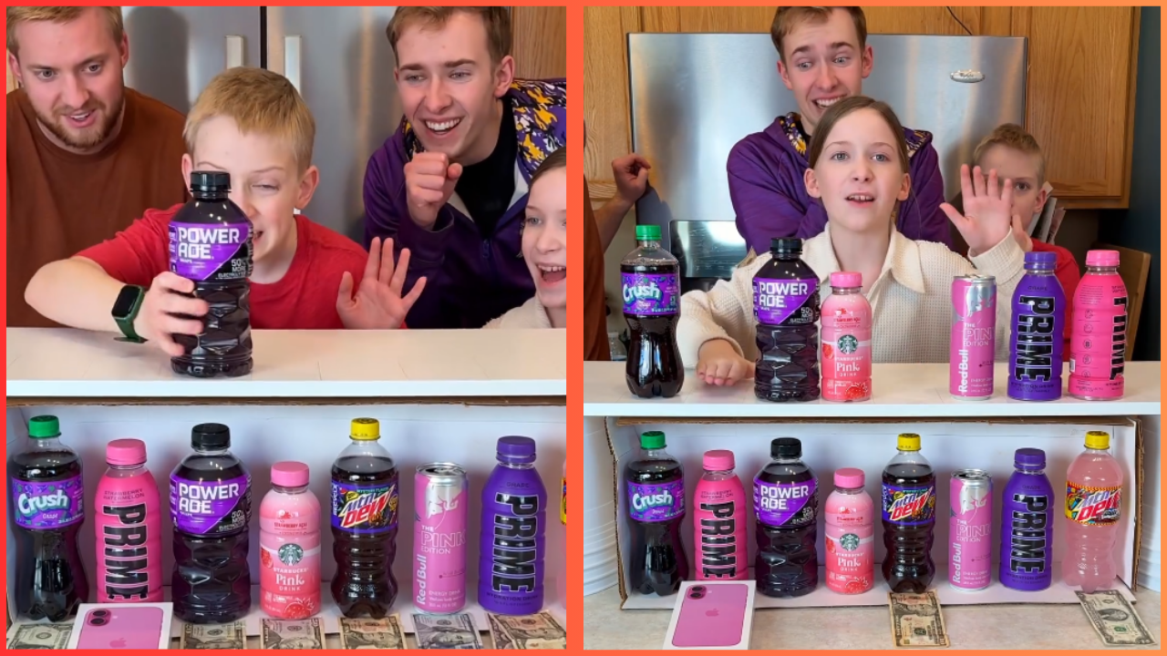 Pink and purple matching challenge – drink game for cash prizes