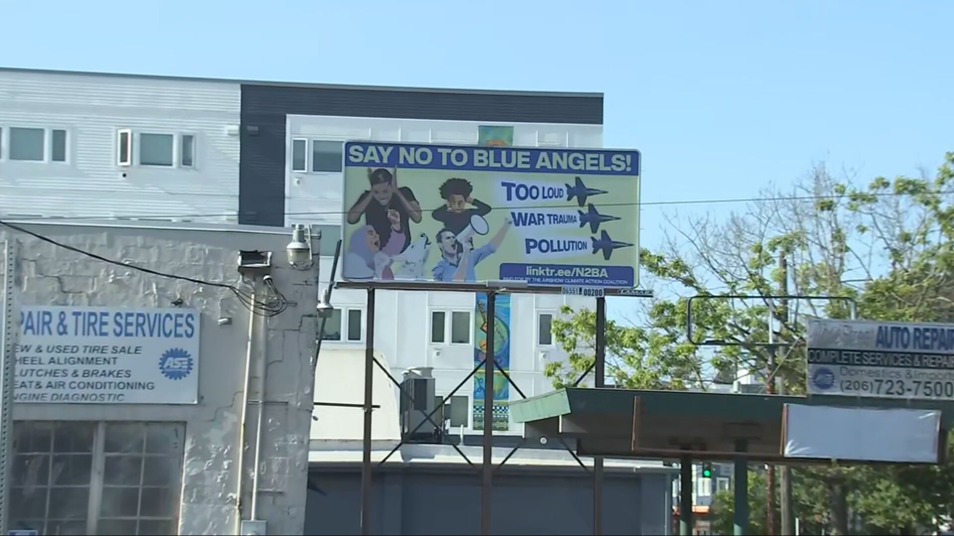 ‘No To Blue Angels’ billboard goes up in Rainier Valley