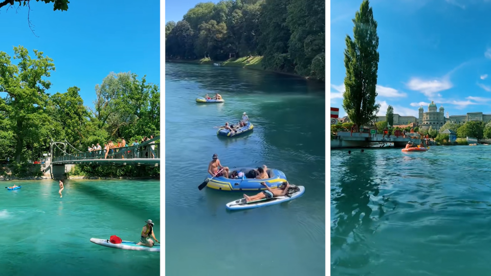 This Swiss River is so clean, locals use it to commute to work