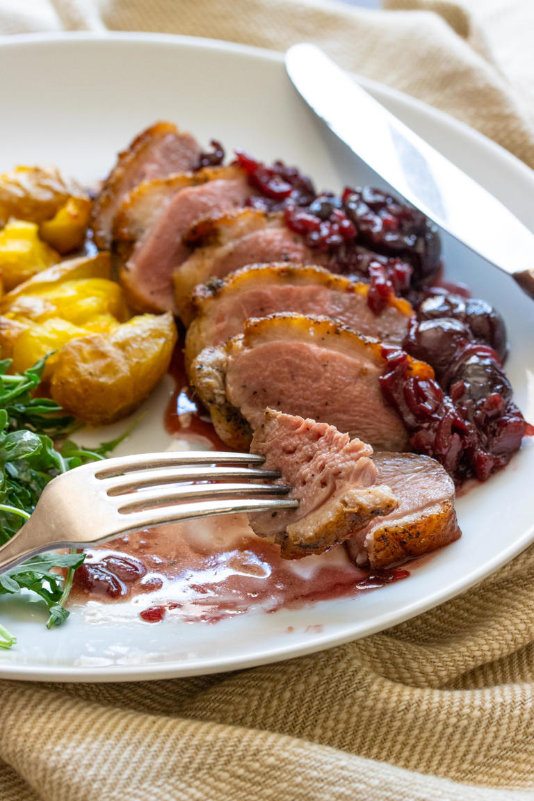 Duck With Port And Cherry Sauce