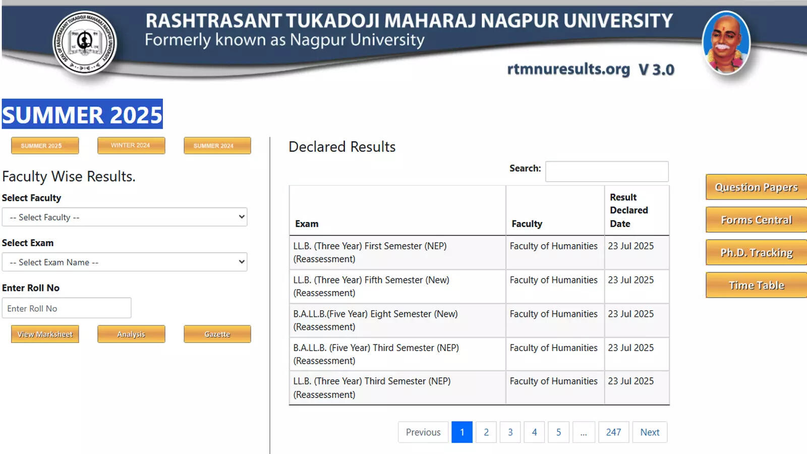 RTMNU result 2025: Check LL.B., B.A.LL.B., and B.Tech results online at ...
