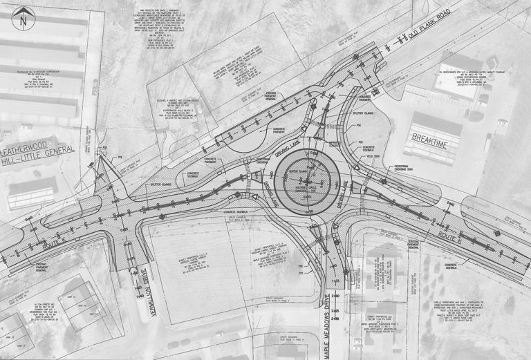 Route K, Old Plank Road roundabout construction enters second phase