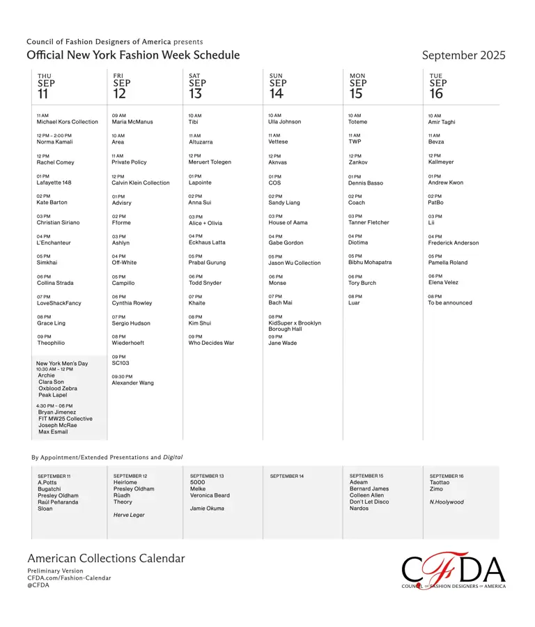 New York fashion week SS26 schedule is here and it’s packed with excitement