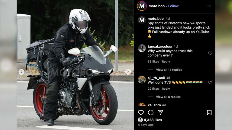 Norton’s Big Bad V4 Superbike Has Been Spotted Testing