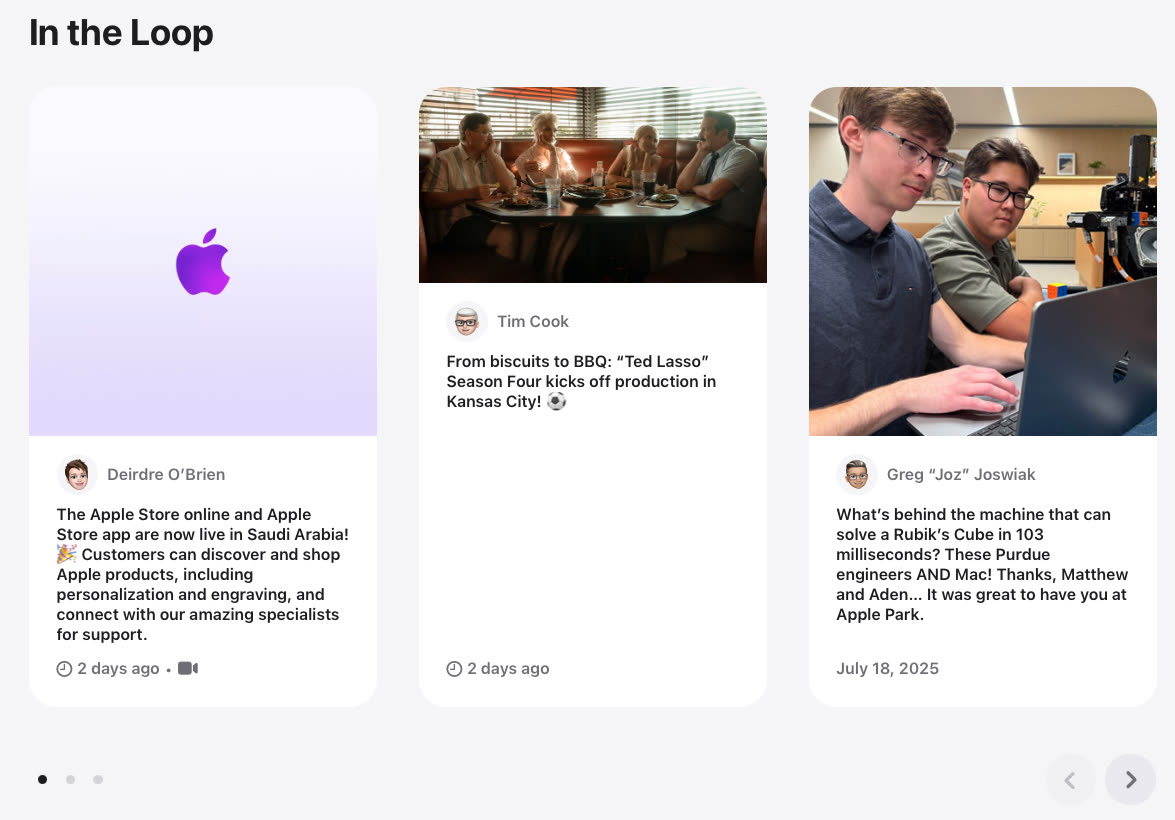 In the Loop : Apple centralise les publications sur les réseaux sociaux de ses différents dirigeants