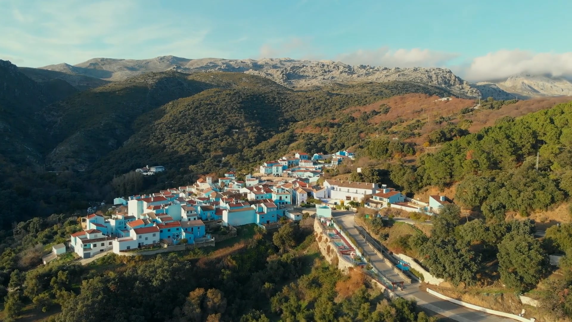 A drone tour of Júzcar: Spain's real-life Smurf village