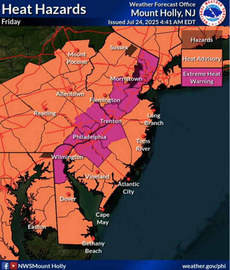 Extreme Heat Warning: Parts Of North Jersey Could Feel Like 108 On Friday