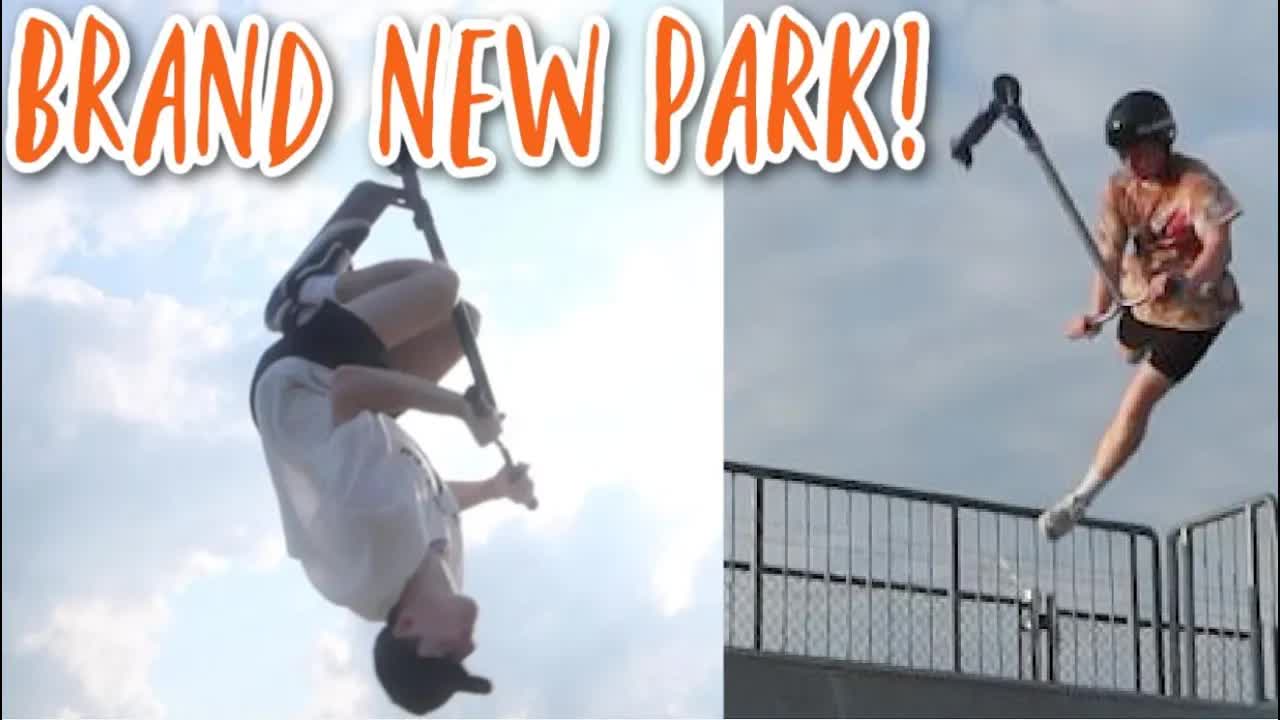 Exploring insane brand new skatepark on scooter! (Highland Skatepark)
